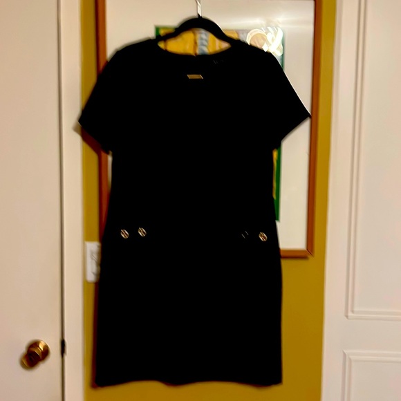 Caroll Paris | Dresses | Caroll Paris Black Dress With Silver Bar And 2 ...